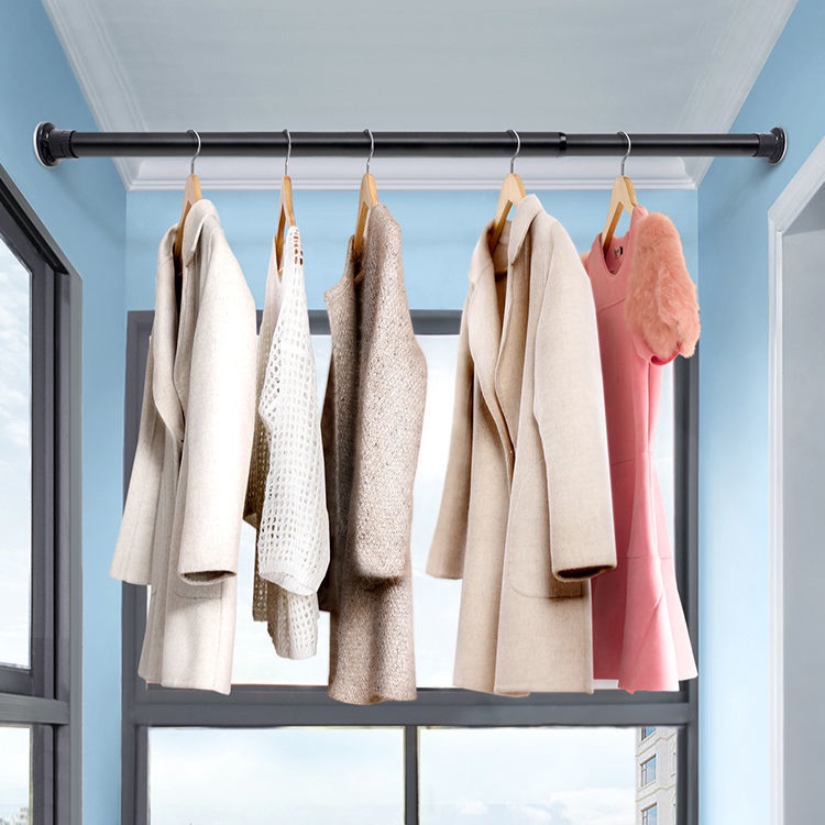 Curtain rod single rod free punching installation telescopic rod ...