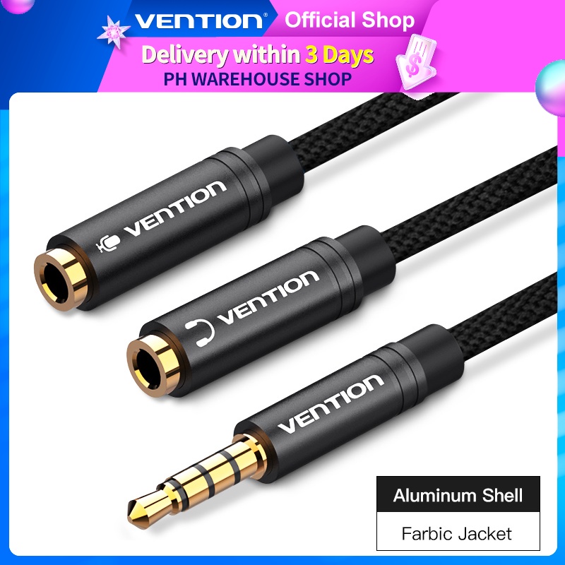 Vention Audio Splitter Aux Cable Jack Male To Female Mic Y-Splitter ...