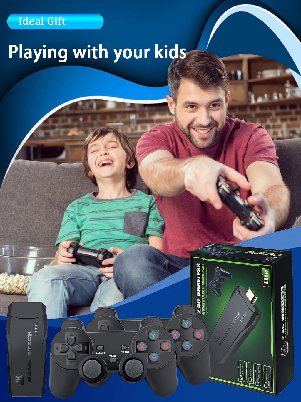 VGTIME M8 64G Game Stick Lite 4K Built-In 10000 Game Retro Game Console ...