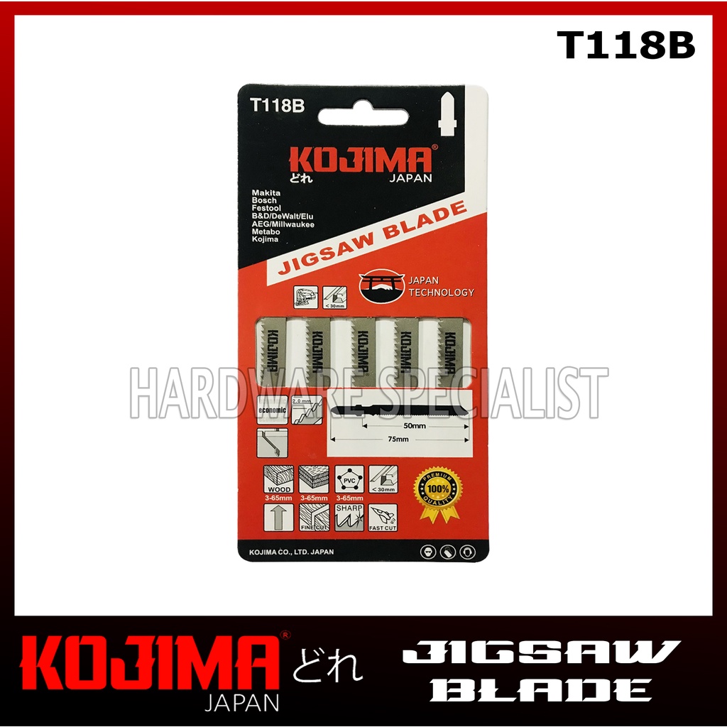 Jigsaw Blade For Metal T118B Kojima or Hoyoma Original Authentic ...