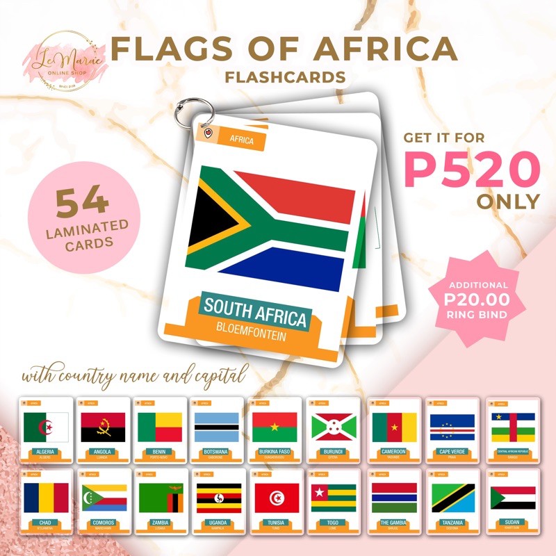 FLAGS OF AFRICA Laminated Educational Flashcards Flags of the World ...