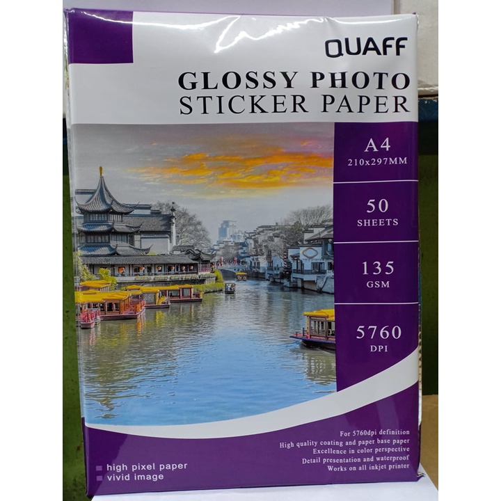 QUAFF Glossy Photo Sticker A4 135gsm (50 sheets & 20 sheets) | Shopee ...