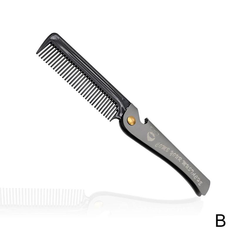 Men Folding Pocket Comb Stainless Steel Detangling Hair Beard Comb ...