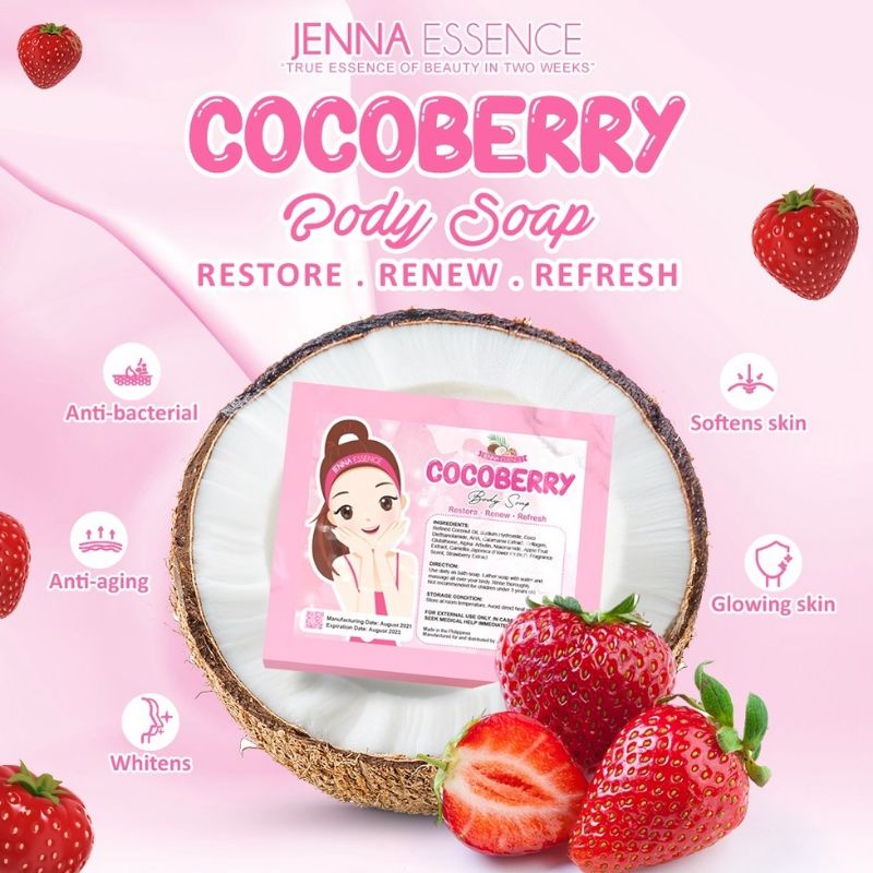 Original COCOBERRY Whitening Soap by Jenna Essence ( 1 Bar ) | Shopee ...