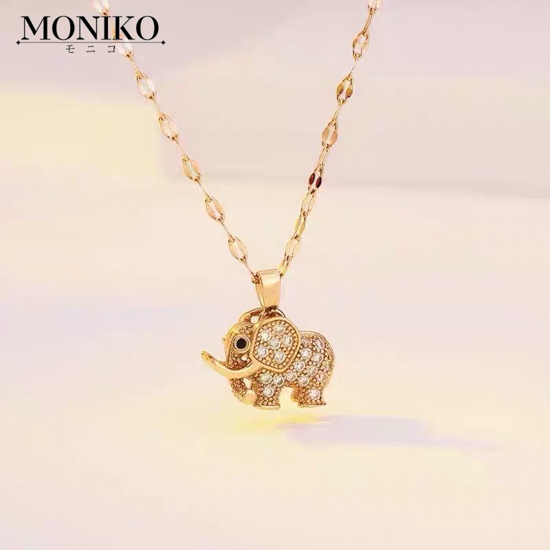MONIKO Original Design 18k Gold Plated Cute Little Elephant Pendant ...