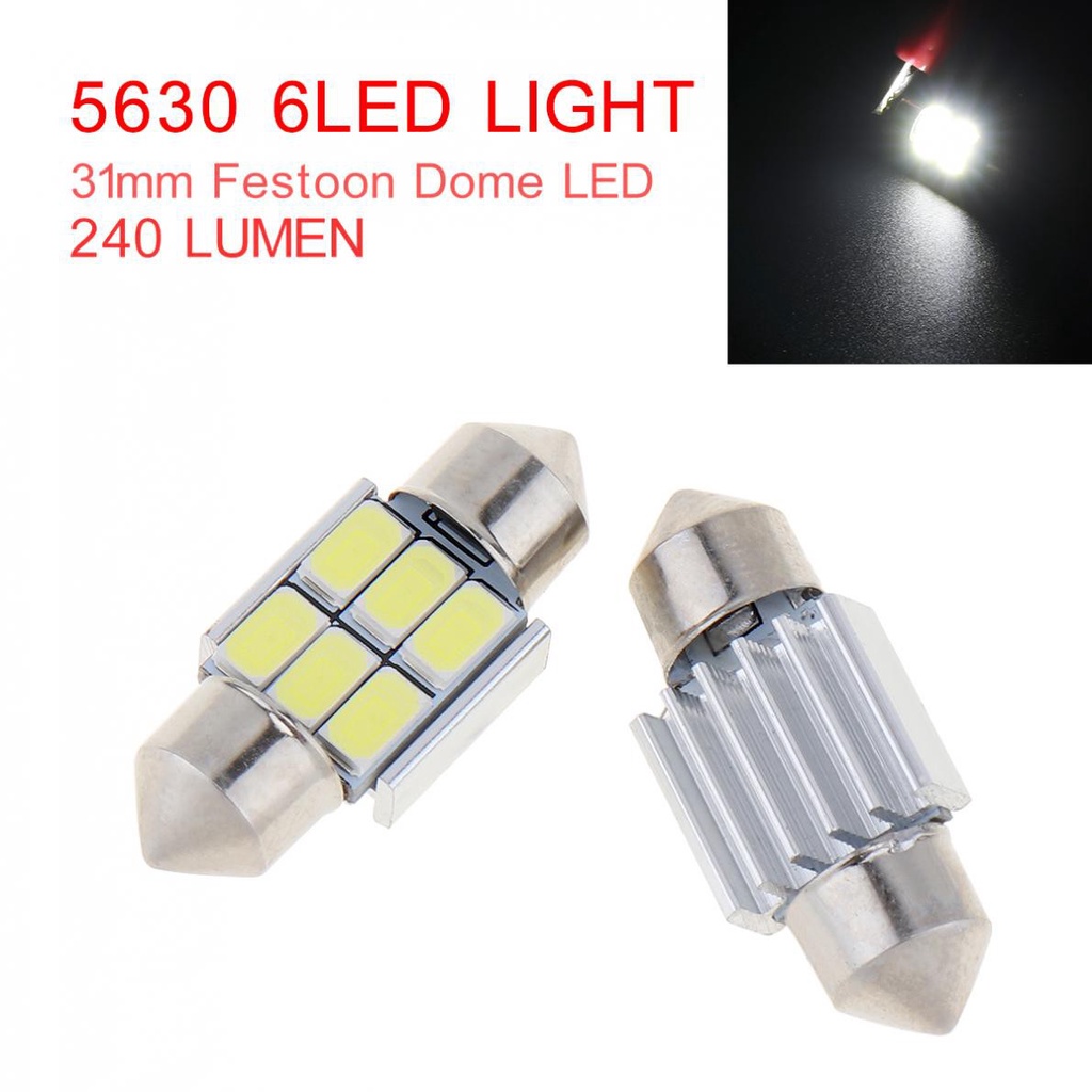 2pcs 31mm 12V Car Interior Dome Light Bulbs 5630 6 SMD LED Festoon ...
