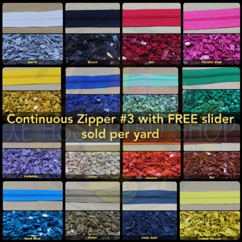 Continuous Zipper #3 / Chain Zipper #3 with FREE Zipper Slider / Puller ...