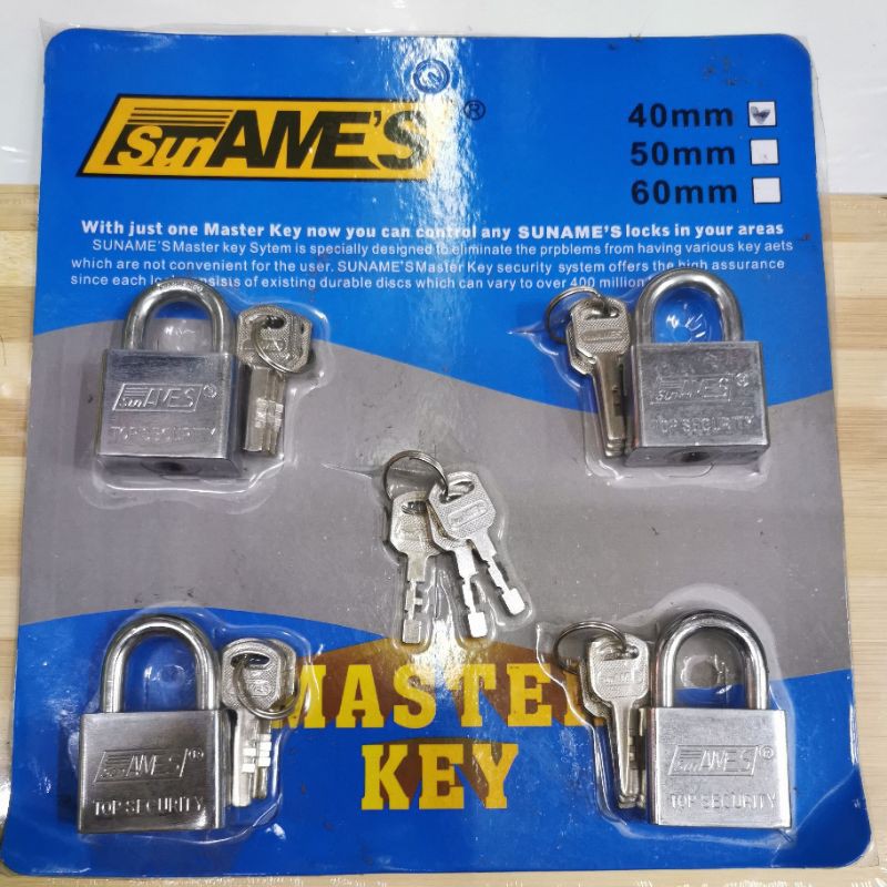 PADLOCK SET WITH MASTER KEY 40mm （4pc per pack） | Shopee Philippines