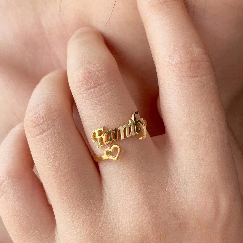 Personalized Heart Name Engagement Rings Durable Stainless Steel ...