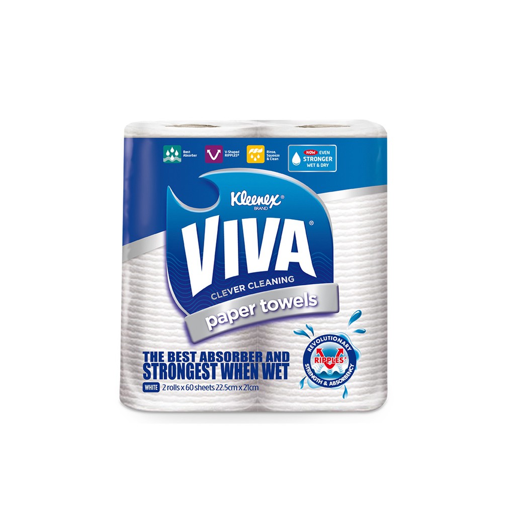 Kleenex Viva Multi-purpose Cleaning Towel 60 sheets x 2 rolls | Shopee ...