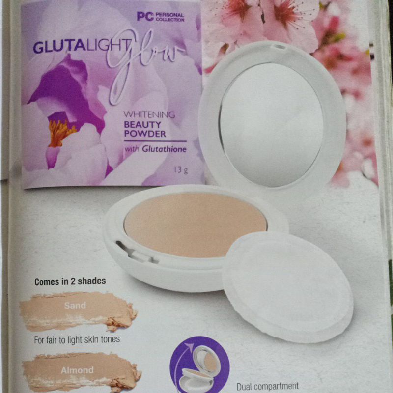 GLUTALIGHT GLOW WHITENING BEAUTY POWDER WITH GLUTATHIONE SPF 21 SAND ...