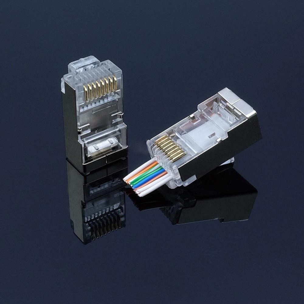 Pass Through CAT6 RJ45 Network Cable Modular Plug Connector Open End ...