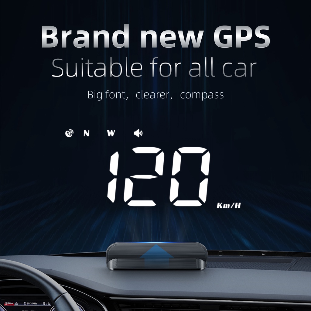 Universal Car M1 GPS HUD Gauge head-up display GPS model car shape speeding warning windshield ...