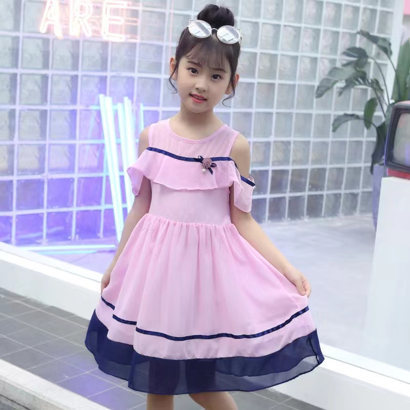 Fashion and comfortable cotton girl off-shoulder dress is suitable for ...