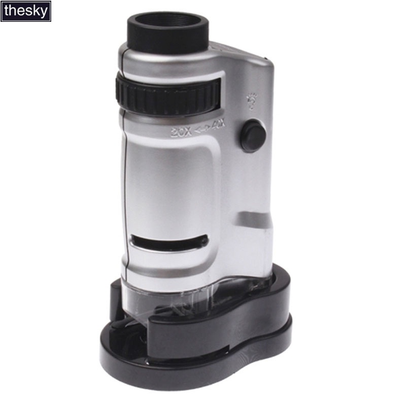 20X - 40X Magnification Zoom Lens Pocket Microscope with LED Light ...