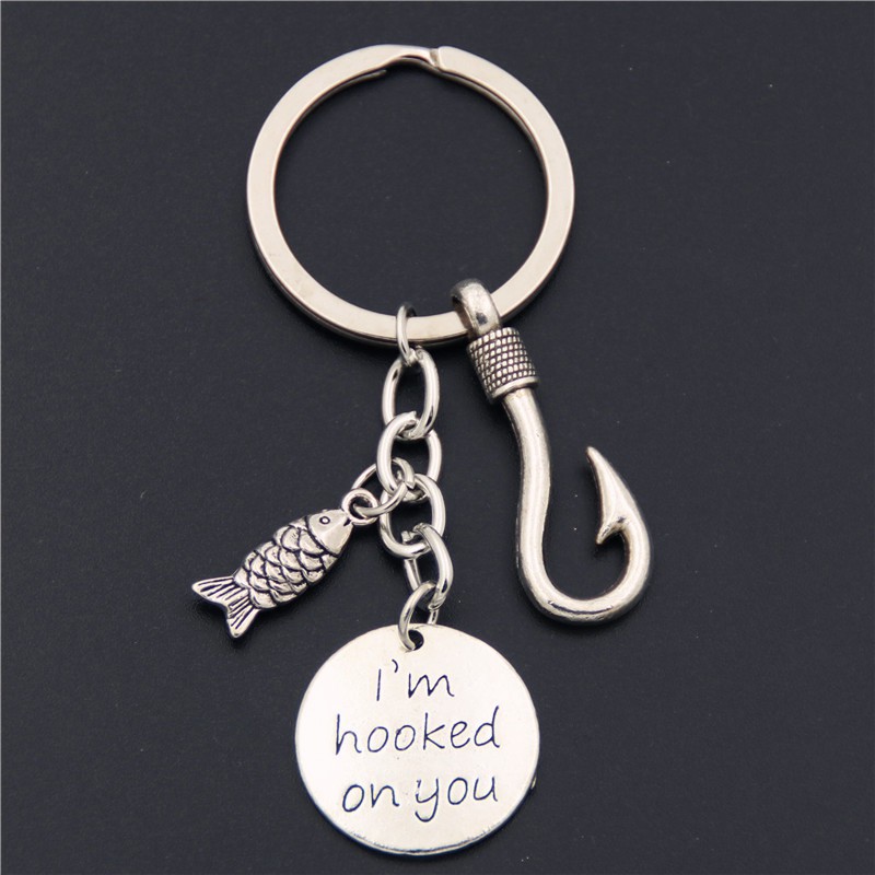 1pc Fish Hook Fishing Keychains Beach Fish Keyring Anchor Lighthouse ...
