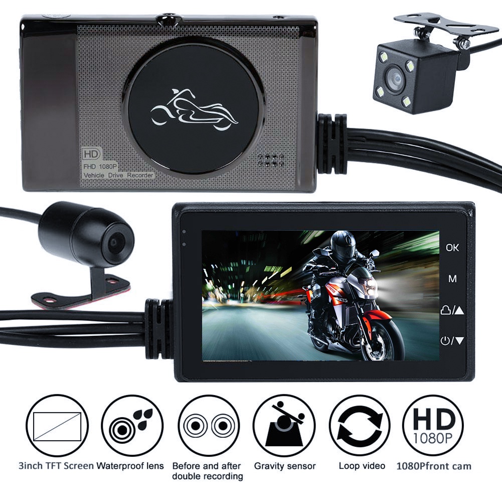 SE600 Motorcycle DVR Dashcam 3.0 Inch Front Rear View Dual Camera 1080P ...