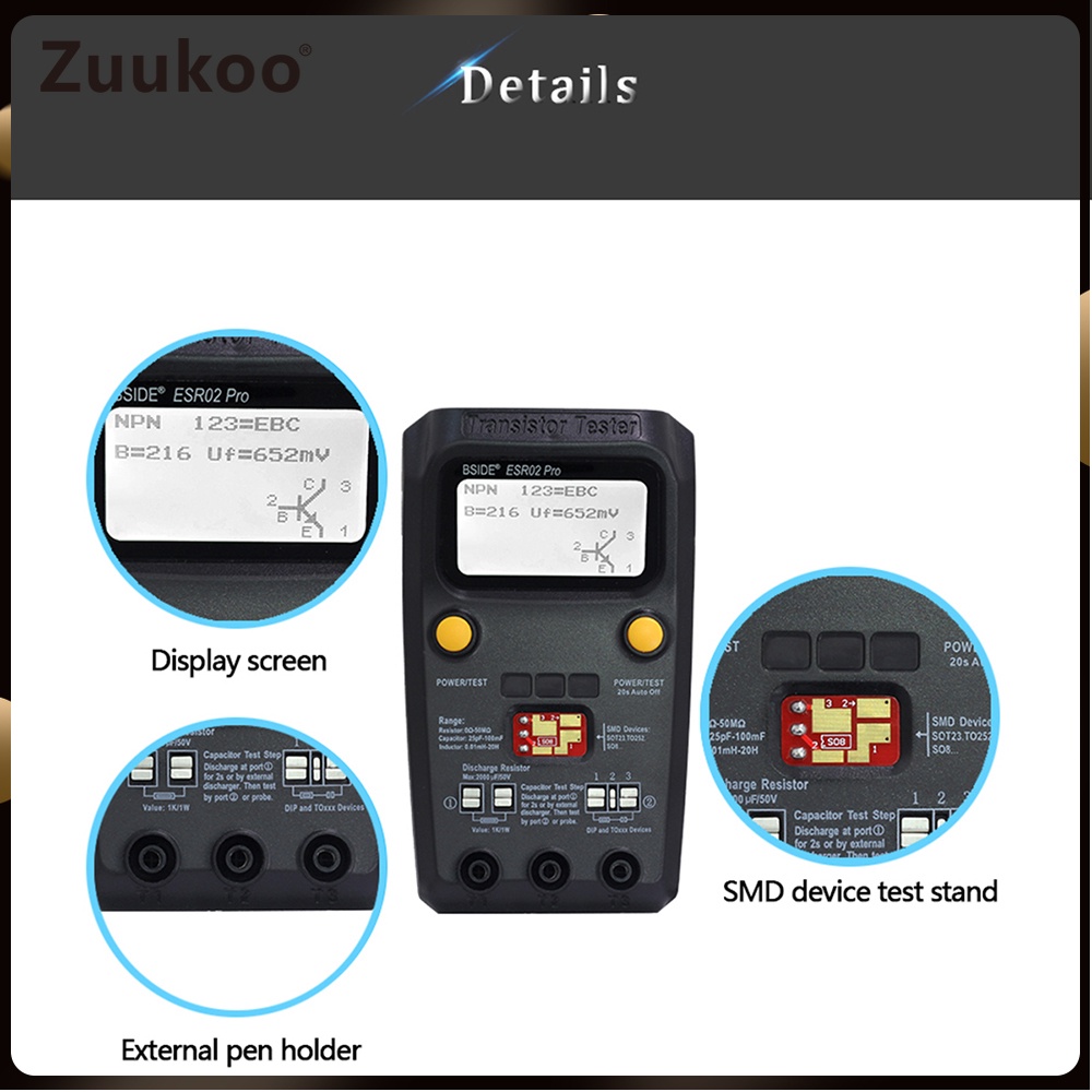 Multi-Purpose Transistor ESR/SMD Tester LCD Smart Diode Capacity ...