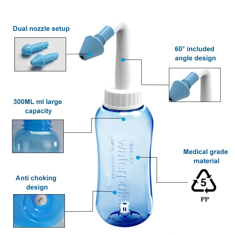 300ml Nasal Wash Neti Pot Nose Sinus Wash Cleaner With Physiological ...