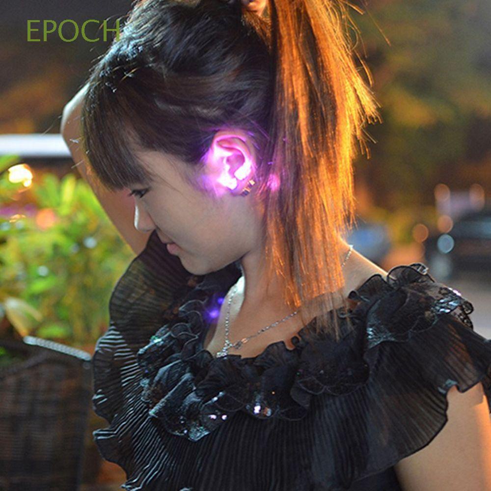EPOCH Colorful Light Up Earrings Personality Female Ear Studs Glow ...