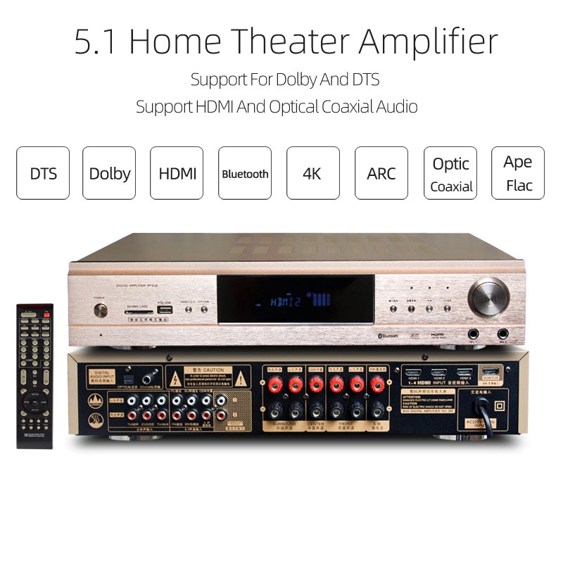 5.1 Home Theater Amplifier HDMI and ARC HD Digital Optic Coaxial Audio ...