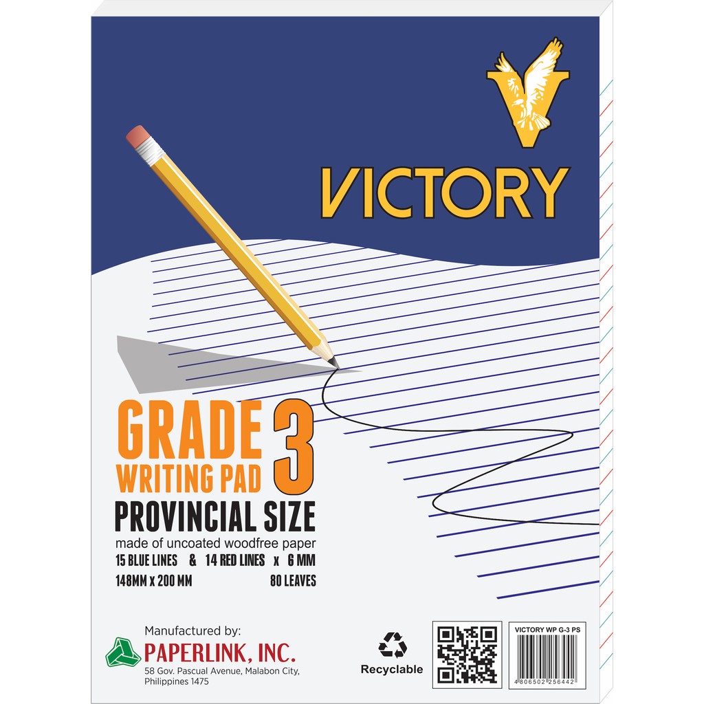 VICTORY Grades 1 2 3 4 Writing Pad Paper (60gsm) (80 Leaves) | Shopee ...