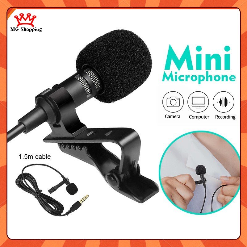 3.5mm Lavalier Microphone Mini Mic Lapel Noise Cancelling for Phone ...