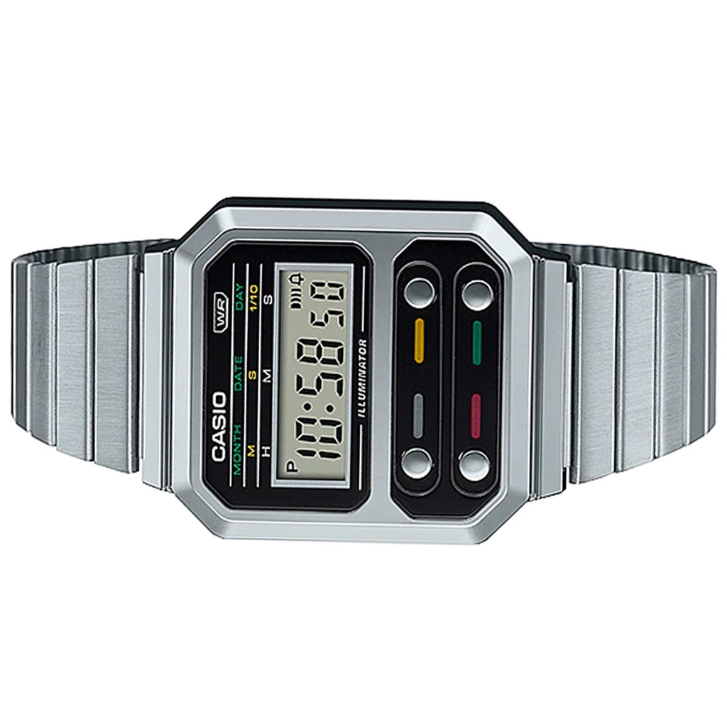 Casio A100WE-1A Digital Stainless Steel Strap Watch For Men | Shopee ...