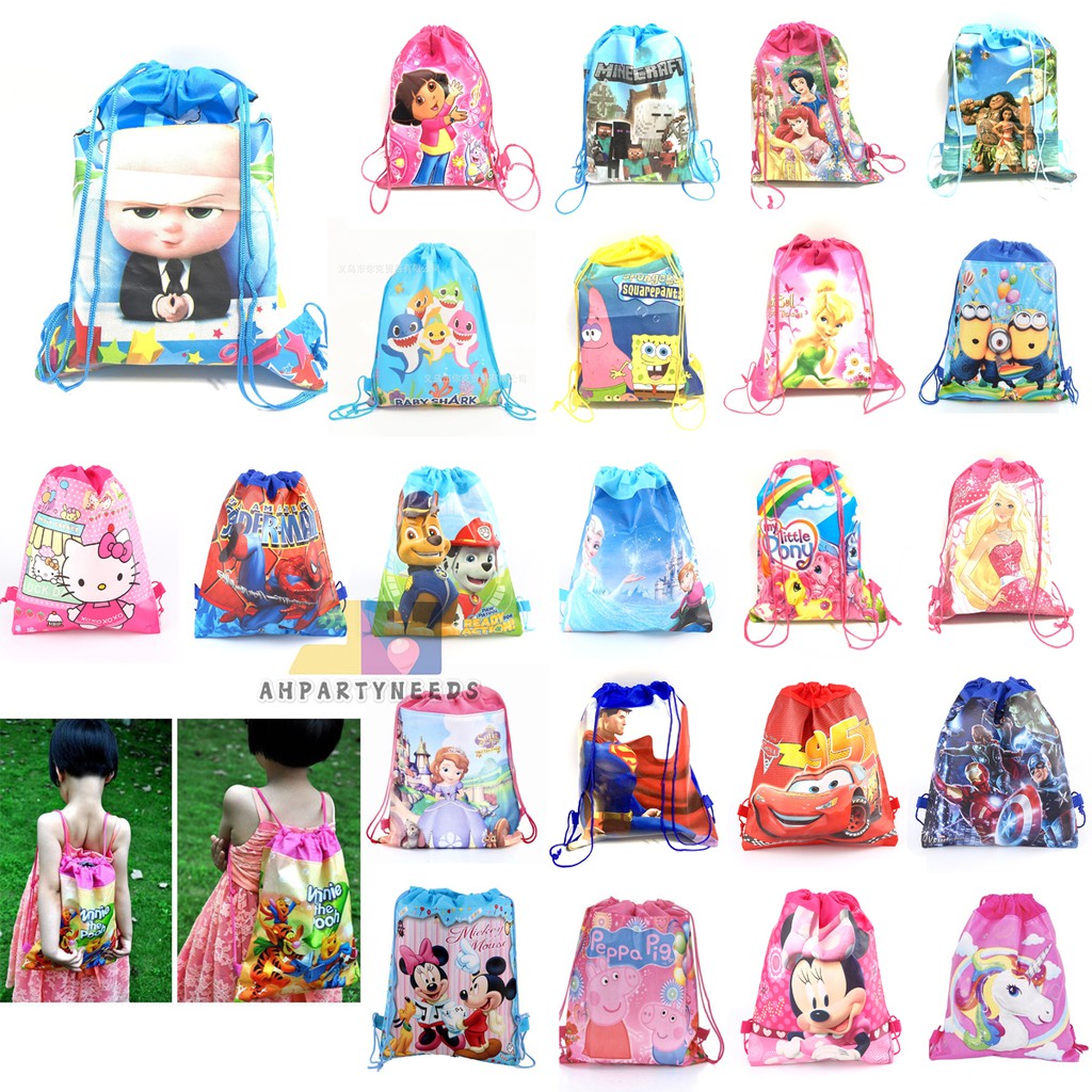 12pcs/pak Cartoon String Bag for party gift prize loot bag for birthday ...
