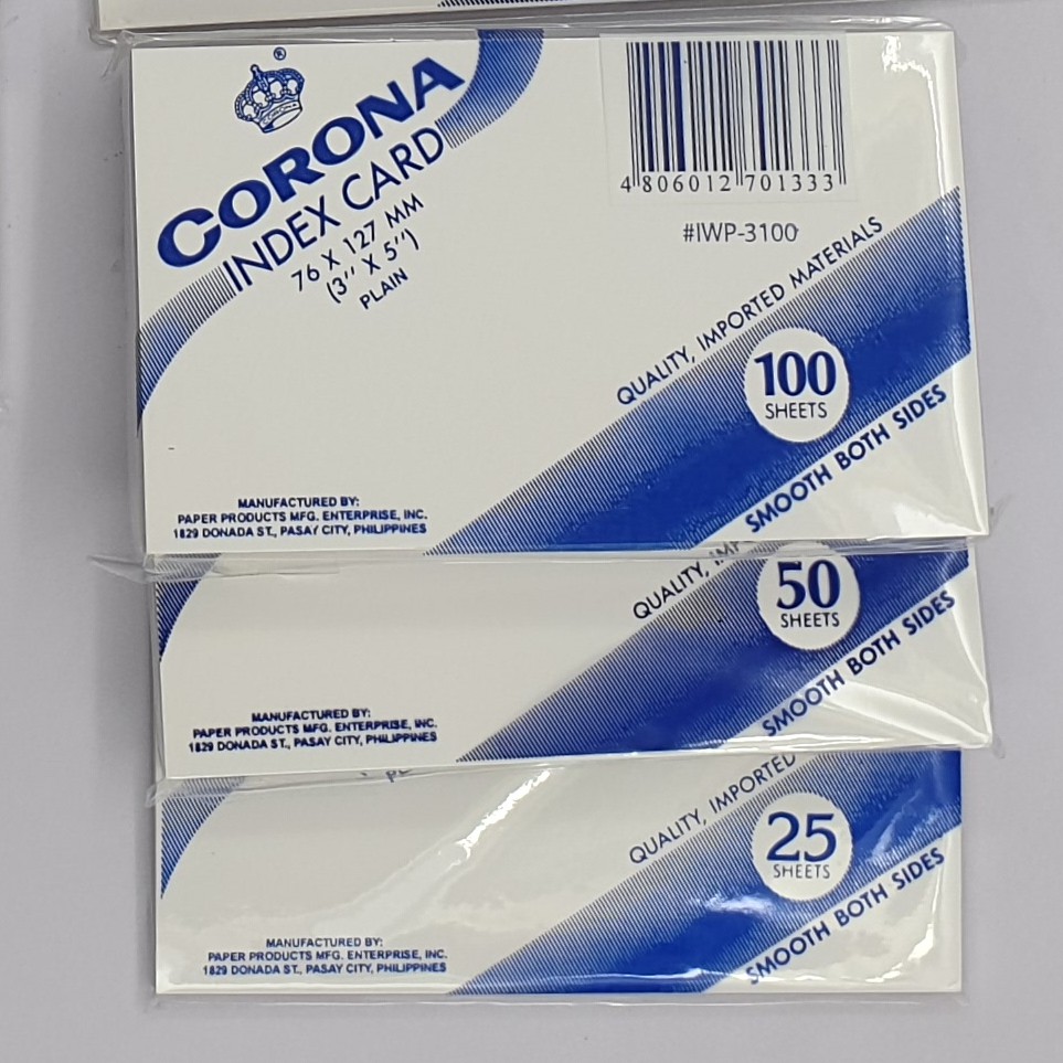 Corona Index Card (3 x 5 in) (Plain White) | Shopee Philippines