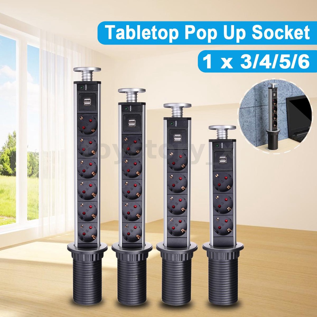 Table Pull out Pop Up Power EU plug Concealed Kitchen 3-6 Sockets Power ...