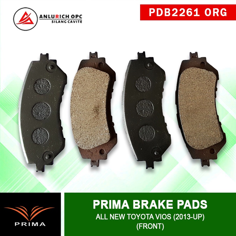PRIMA BRAKE PADS for ALL NEW TOYOTA VIOS (2013-up) FRONT| PDB2261 ORG ...