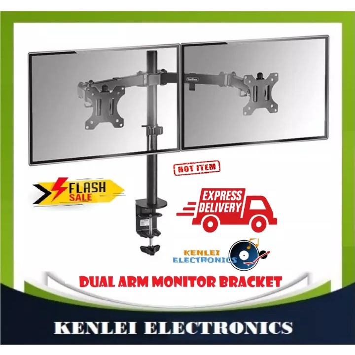 DUAL MONITOR MOUNT / BRACKET C-Clamp and Grommet 13KG per arm. 2 ...