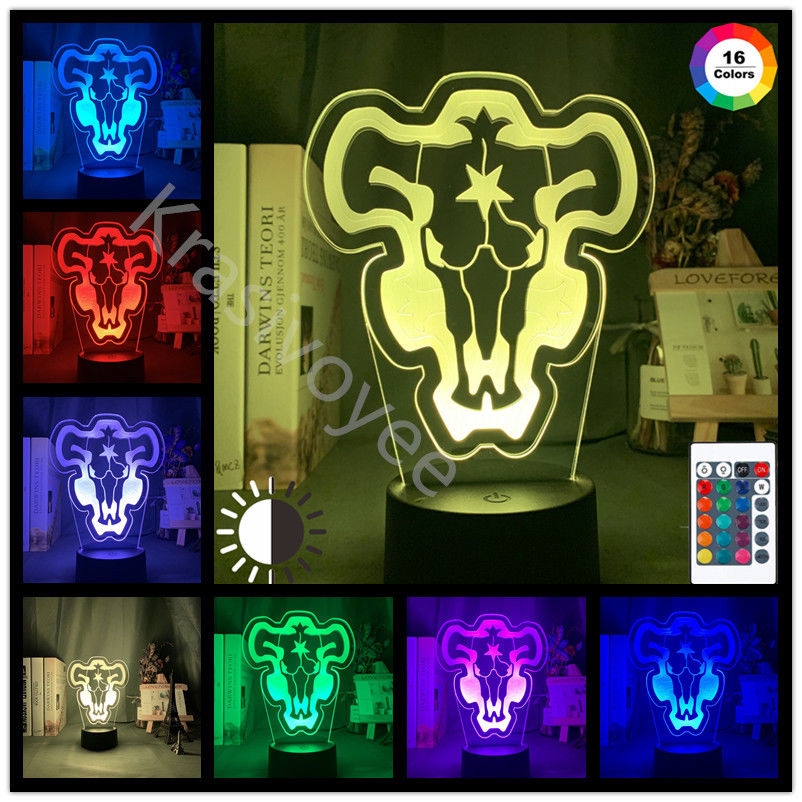 LED Colors Changing Night Light Black Clover Black Bull Model Remote ...