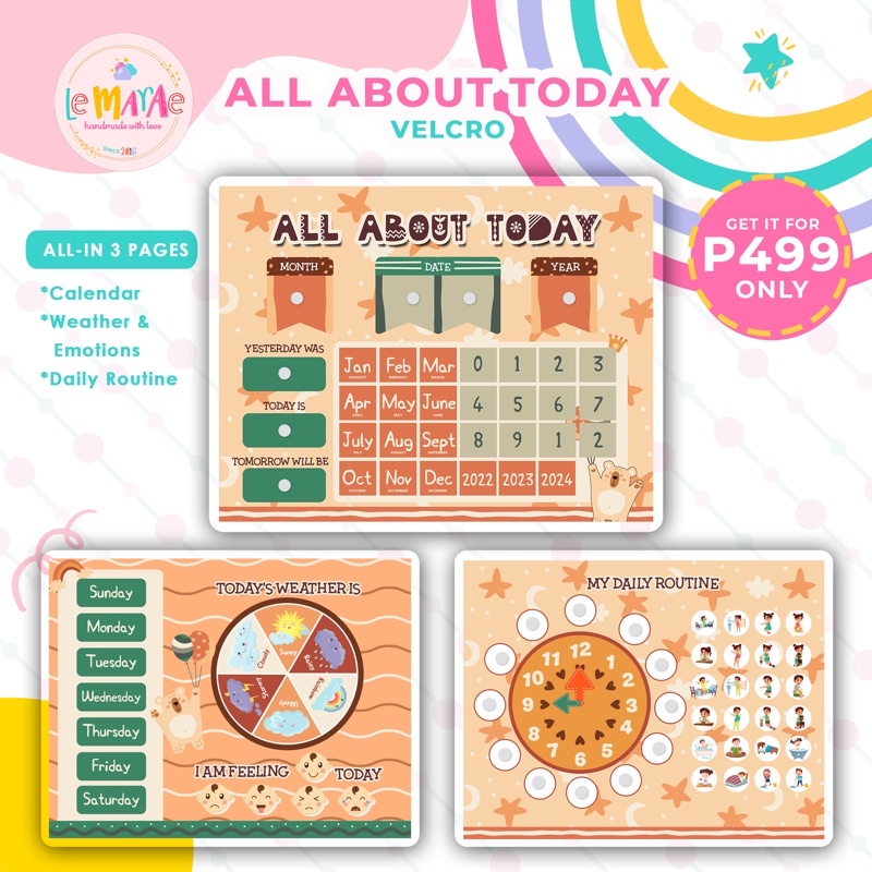 ALL ABOUT TODAY Weather Routine Daily Calendar Velcro Busy Book ...