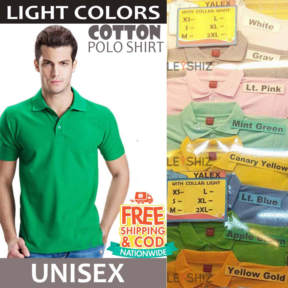 ⭐⭐ UNISEX Light Colors COTTON Polo Shirt (PLAIN WITH COLLAR) | Shopee ...