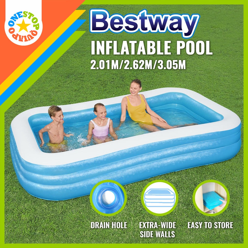 OSQ Bestway Inflatable Swimming Pool Family Size Rectangular Thickened ...