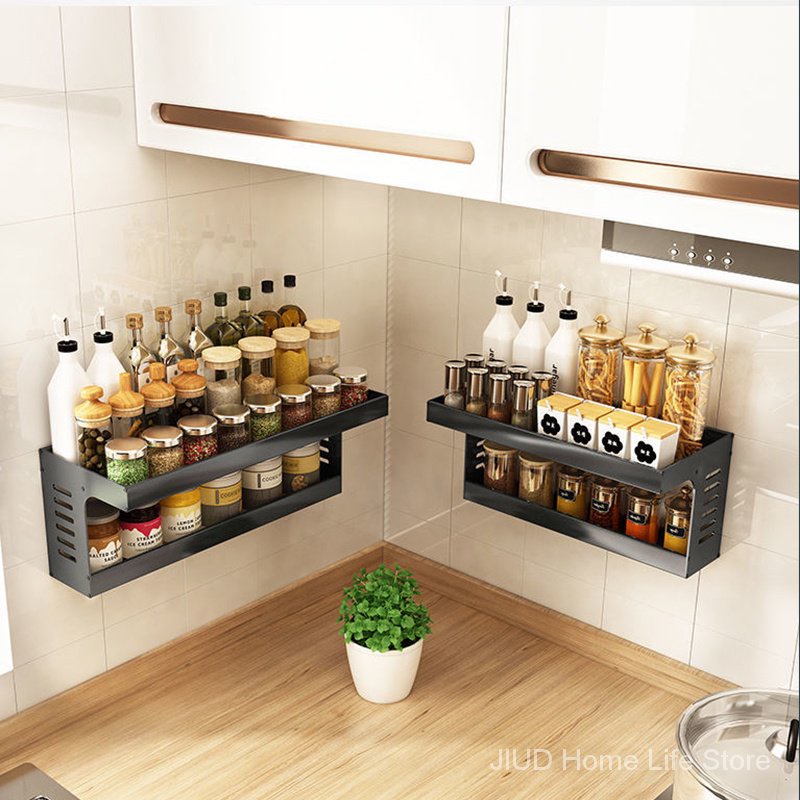 JIUD Hanging Kitchen Organizer 2-Tier Spice Rack Condiments Organizer ...
