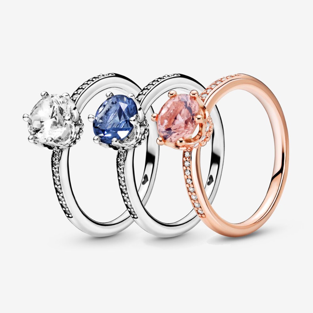 PAN Rose gold Blue Sparkling Crown Ring 925 silver diamond women 198289CZ 198289NSWB 188289C01 Shopee Philippines