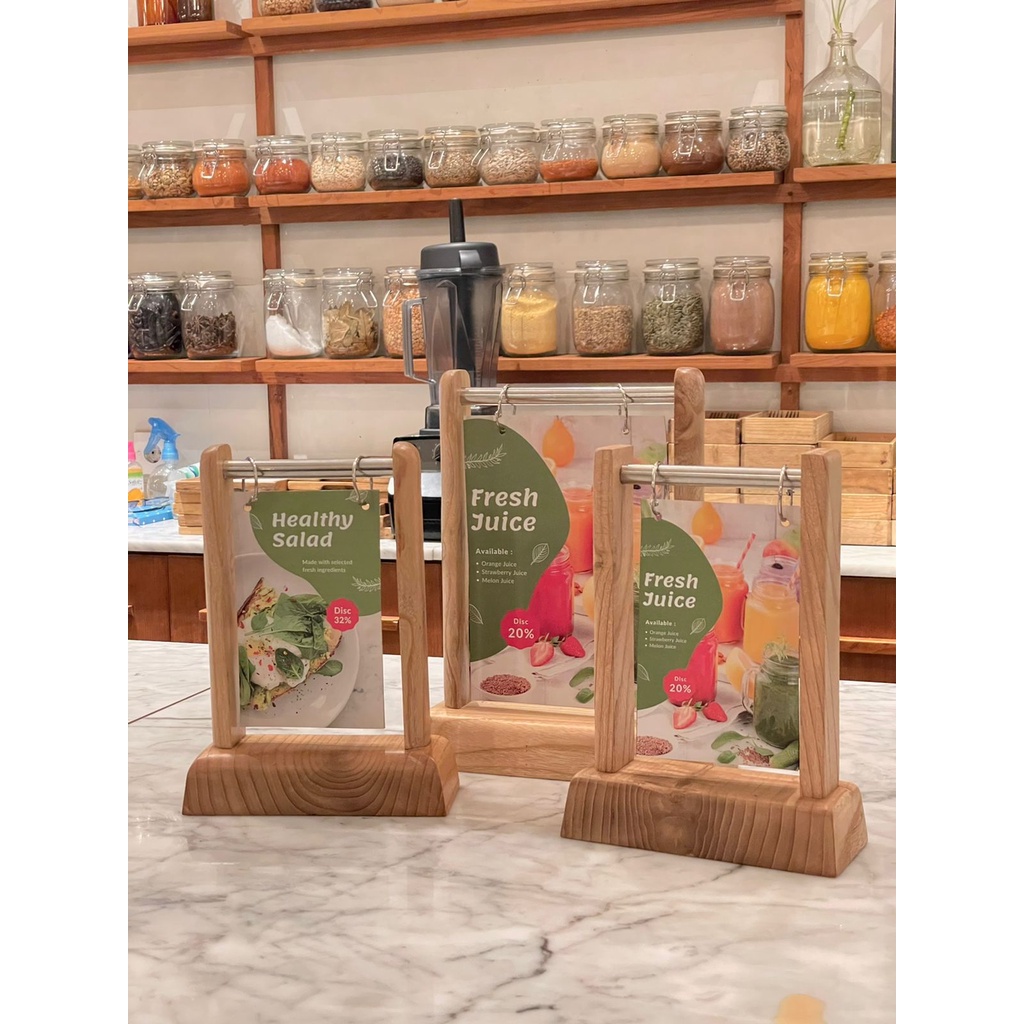 KAYU Hanging MENU TENT TABLE TENT CARD NUMBER SUNGKAI WOODEN TABLE ...