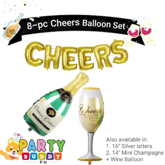 8-pc Cheers Balloon Set Congratulations Wedding Anniversary | Shopee ...