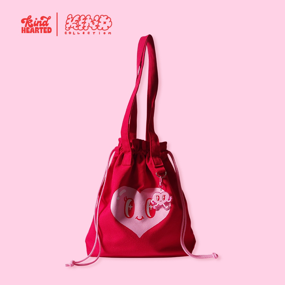 KIND HEARTED Drawstring Tote Bag (Cherry) | Kind Collection | PLCREATES ...