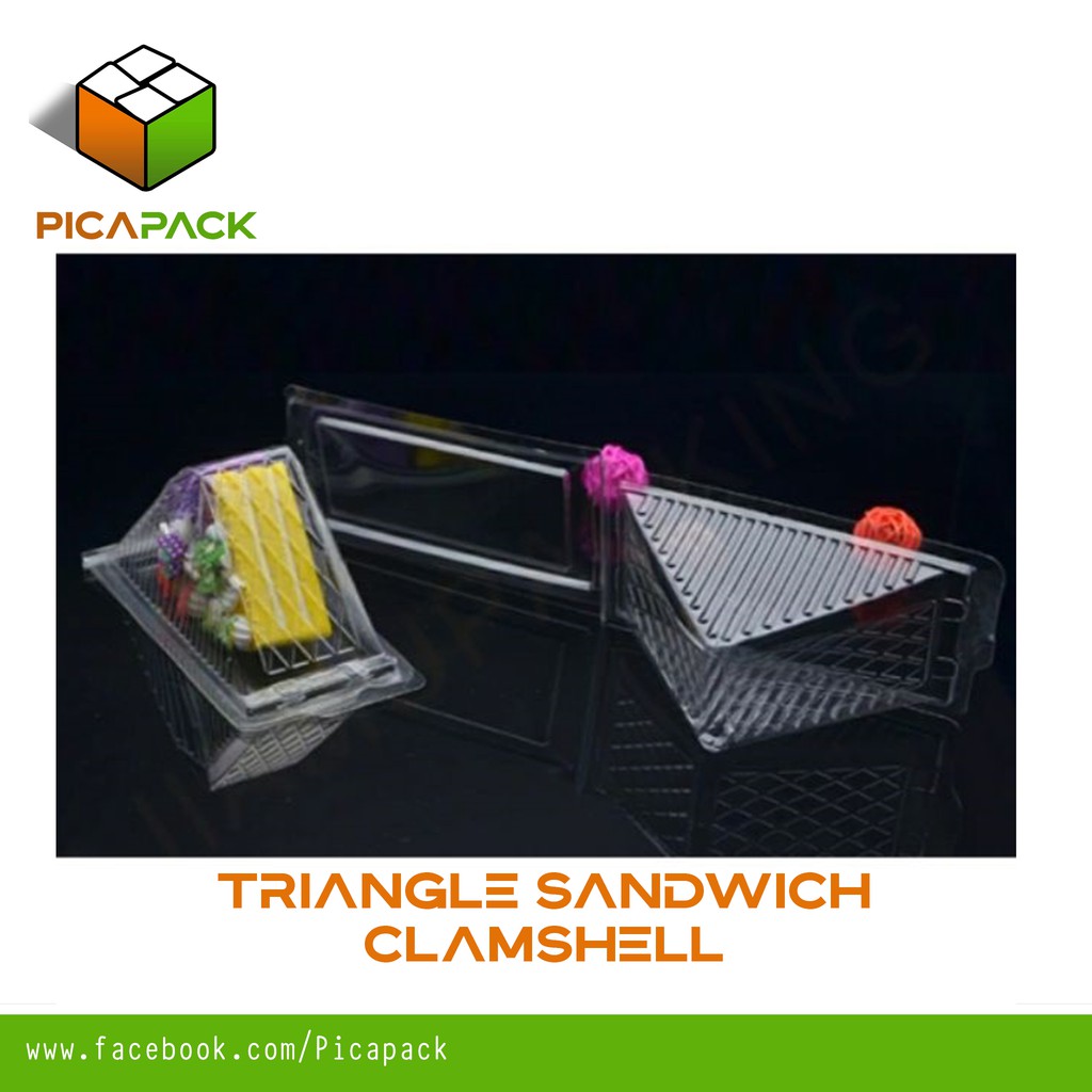 50pcs Triangle Sandwich Clamshell Plastic Container Packaging pastry ...