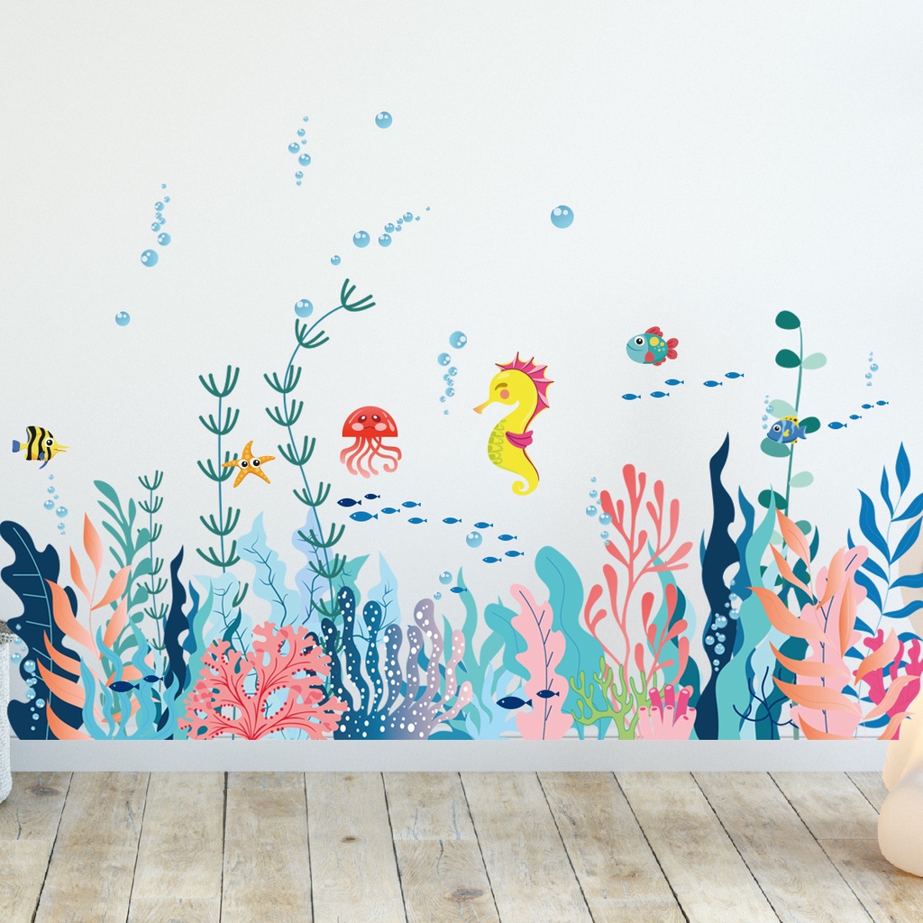 PVC sticker Under The Sea Fish Wall Decals wall sticker waterproof for ...