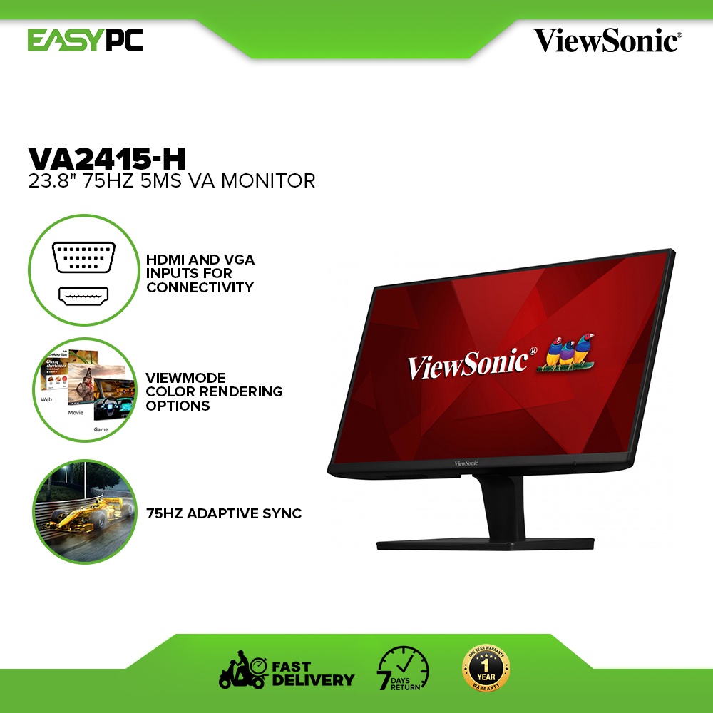 ViewSonic VA2415-H 23.8" 75Hz FHD Adaptive sync 5ms VA Technology ...