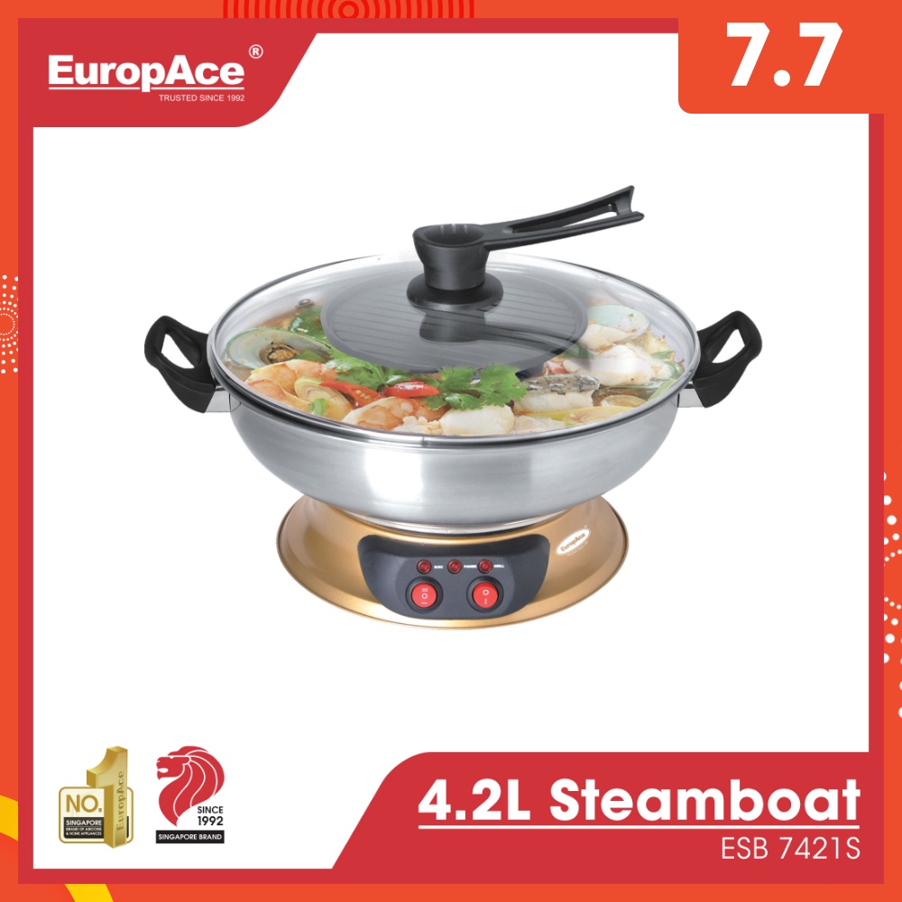 EuropAce 4.0L Electric Steamboat with BBQ Grill ESB 7421S - Beige ...