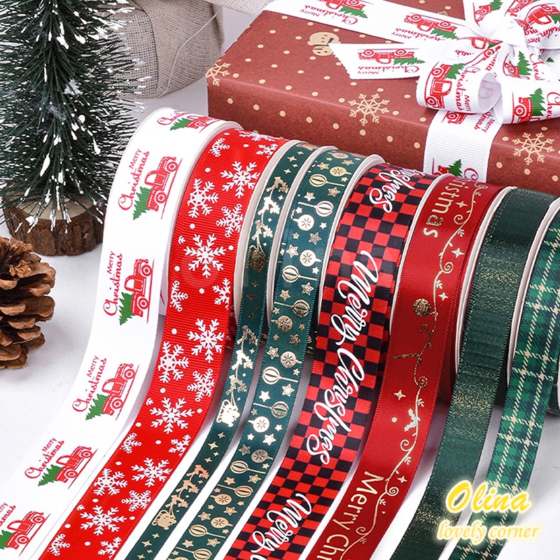 9metres/roll Christmas Ribbon Gift Box Packaging Ribbon Flower ...