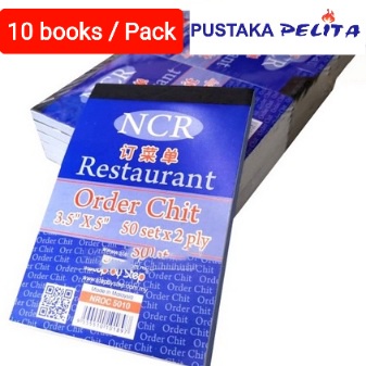 SBS Restaurant Order Chit 3.5' x 5' NCR 2ply x 50 sheets ( 10 books ...