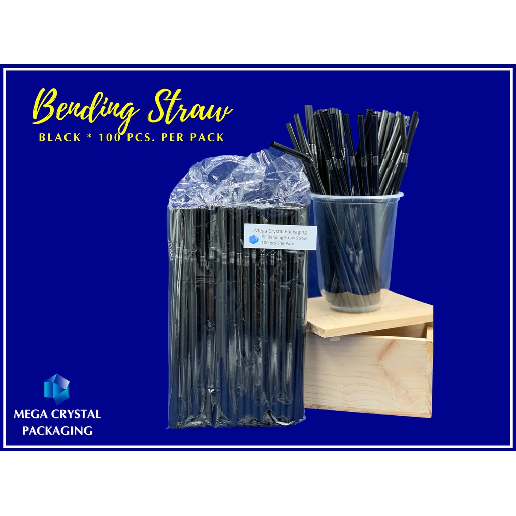 [ 100 Pcs ] Drinking Bending Straw No wrap or Individually Wrap Black ...