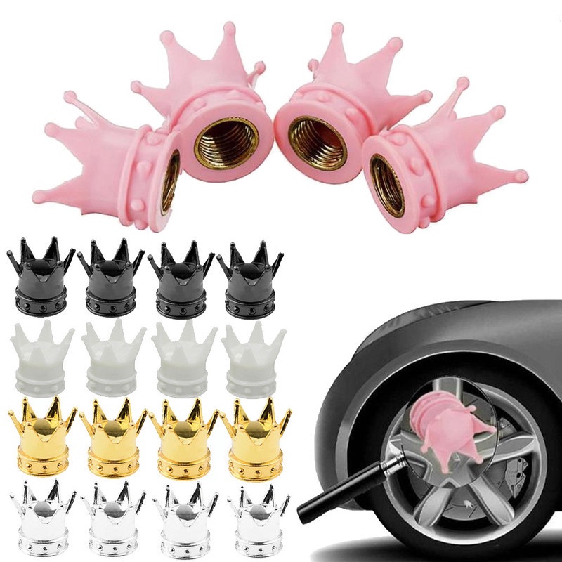 4Pcs/Set King Crown Shape Car Tire Air Valve Stem Caps Wheel Air Valve ...